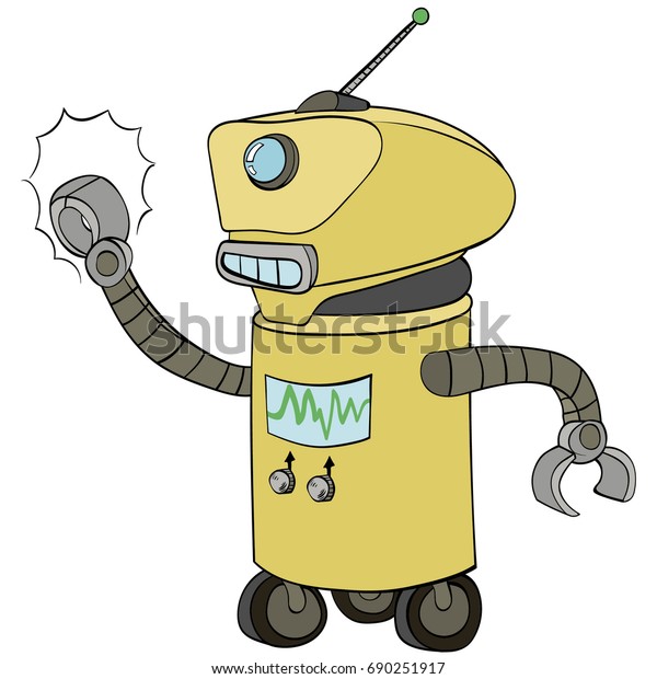 Yellow Robot Cartoon Vector Illustration Stock Vector (Royalty Free ...