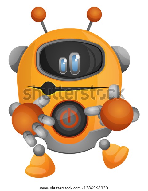 Yellow Robot Showing His Power Button Stock Vector (Royalty Free ...