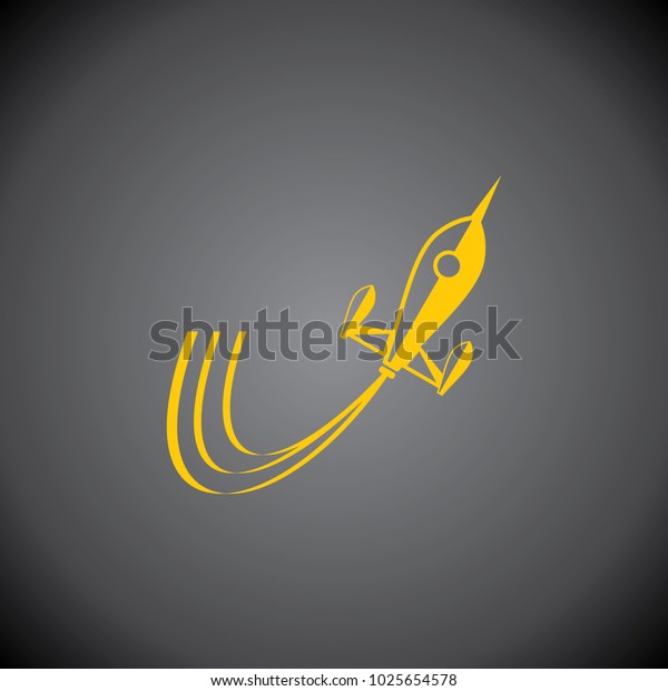 Yellow Rocket Icon On Black Background Stock Vector (Royalty Free ...