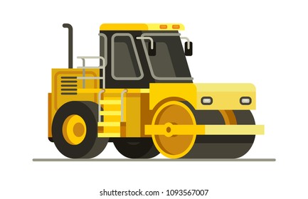 Yellow Roller Compactor Heavy Equipment Vector Stock Vector (Royalty ...