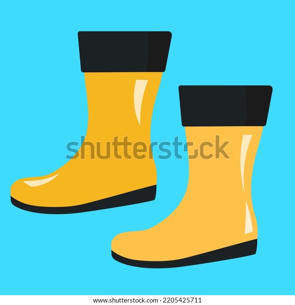 Yellow Rubber Boots Illustration Vector Cartoon Stock Vector (Royalty ...