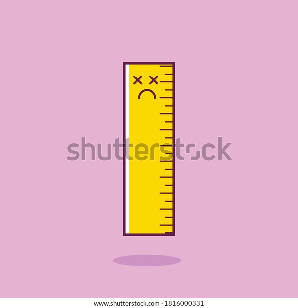 Yellow Ruler Cartoon Sad Face Stock Vector (Royalty Free) 1816000331 ...
