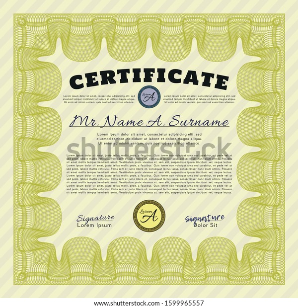 Yellow Sample Certificate Background Vector Illustration Stock Vector ...