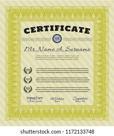 Yellow Certificate Diploma Award Template Lovely Stock Vector (Royalty ...