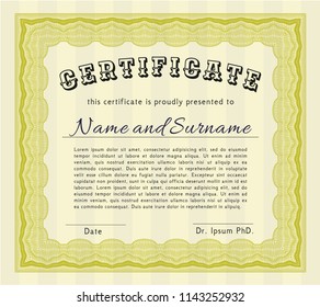 Yellow Certificate Diploma Award Template Complex Stock Vector (Royalty ...