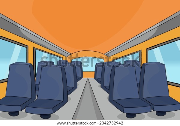 Yellow School Bus Interior Blue Seats Stock Vector (Royalty Free ...