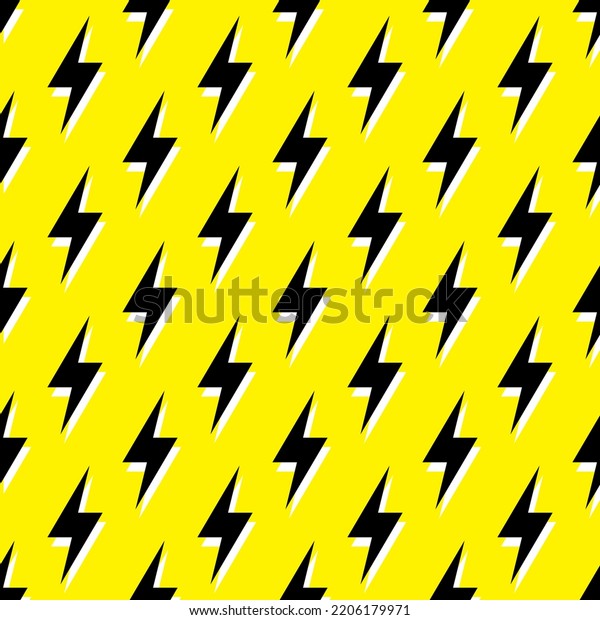Yellow Seamless Pattern Electric Lightning Bolts Stock Vector (Royalty ...