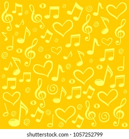 Yellow Seamless Pattern Wallpaper Musical Notes Stock Vector (Royalty ...