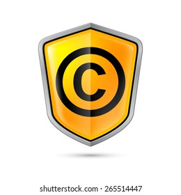 3d Illustration Steel Shield Copyright Symbol: ilustración de stock ...