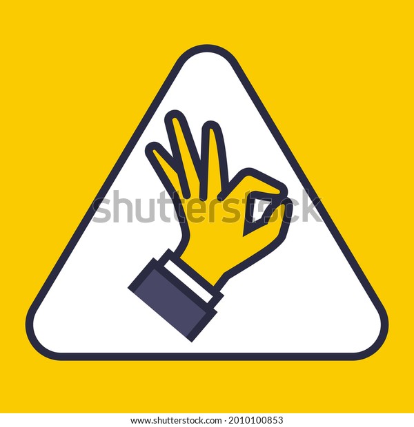Yellow Sign Triangles Showing By Hand Stock Vector (Royalty Free ...