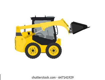 Yellow Skid Steer Loader Side View Stock Vector (Royalty Free) 647141929
