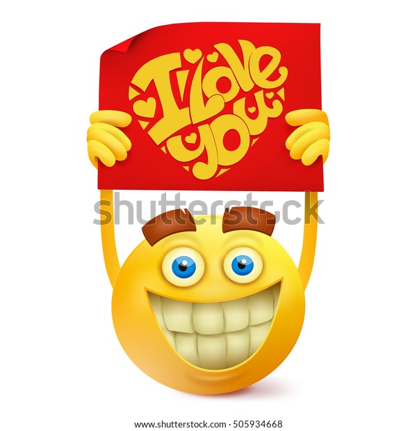 Yellow Smile Round Face Character Love Stock Vector (Royalty Free ...
