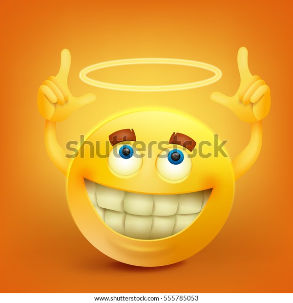 Yellow Smiley Face Character Nimbus Vector Stock Vector (Royalty Free ...