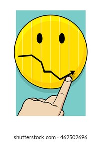 Yellow Smiley Face Chart Downward Arrow Stock Vector (Royalty Free ...