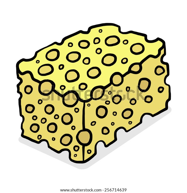 Yellow Sponge Cartoon Vector Illustration Hand Stock Vector (Royalty ...