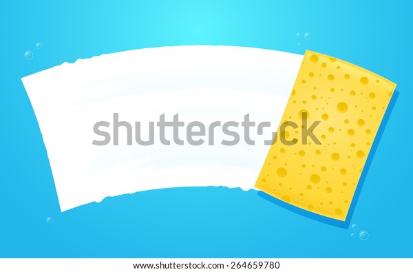 Yellow Sponge Wiping Glass Layered Vector Stock Vector (Royalty Free ...