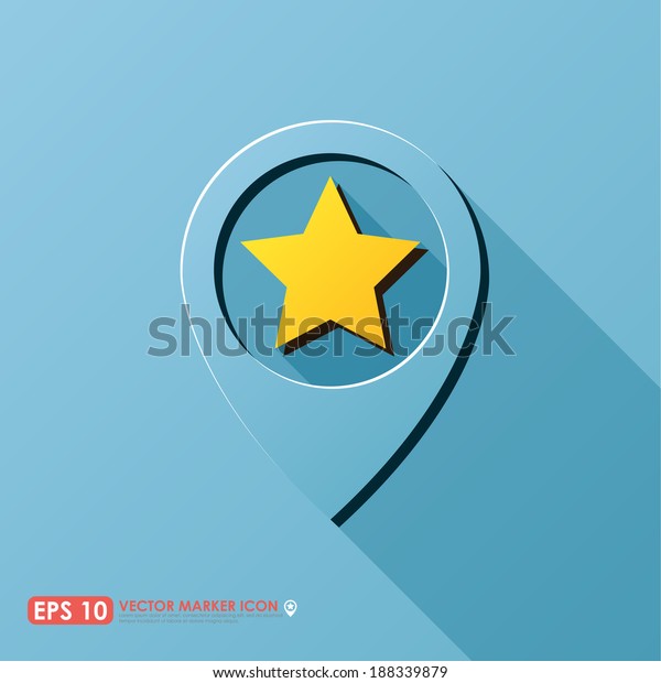 Yellow Star Sign Inside Blue Marker Stock Vector (Royalty Free ...