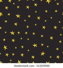 Yellow Stars Black Background Pattern Stock Vector (Royalty Free ...