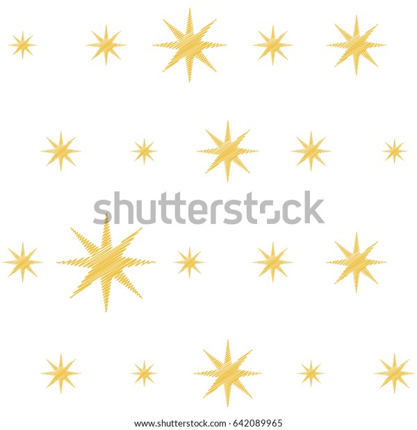 Yellow Stars Machine Embroidery Texture Stitch Stock Vector (Royalty ...