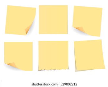 Set Yellow Sticky Notes Isolated On Stock Vector (Royalty Free ...