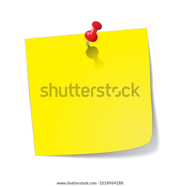 Yellow Sticky Note Red Pin Isolated Stock Vector (Royalty Free ...