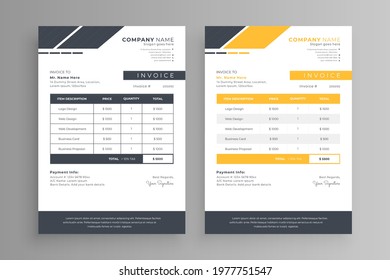 Yellow Strip Invoice Design Template Stock Vector (Royalty Free ...