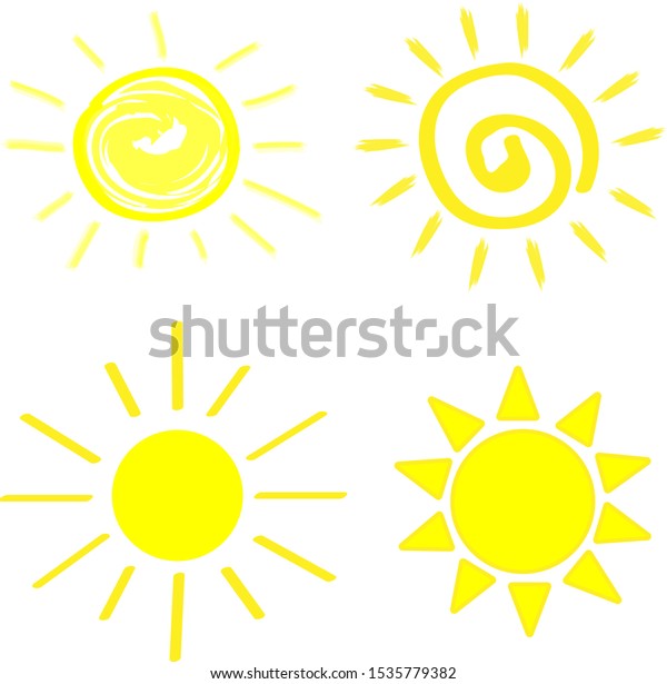 Yellow Summer Sun Sunlight Hot Sunny Stock Vector (Royalty Free ...