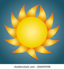 Yellow Sun Blue Background Stock Vector (Royalty Free) 204459598 ...