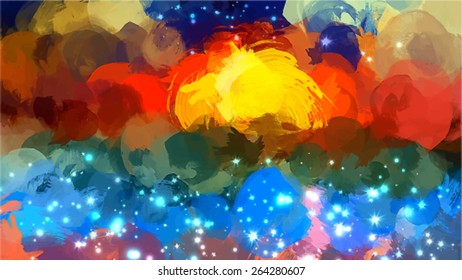Yellow Sun Brush Strokes Background Vector Stock Vector (Royalty Free ...