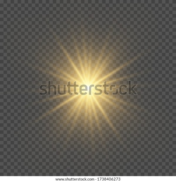 Yellow Sun Rays Glow On Transparent Stock Vector (Royalty Free ...