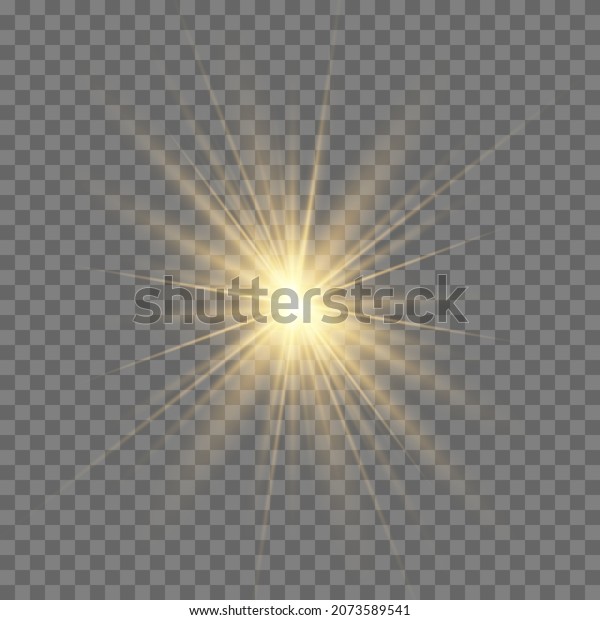 Yellow Sun Rays Glow On Transparent Stock Vector (Royalty Free ...