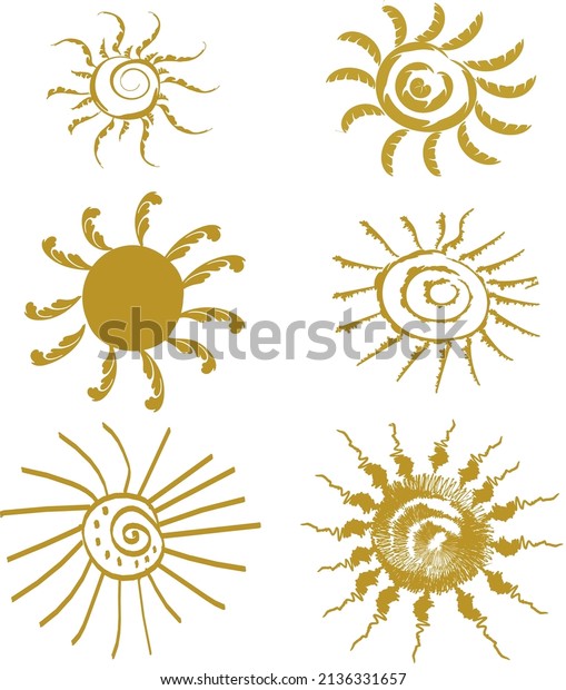 Yellow Sun Set Several Drawings Vector Stock Vector (Royalty Free ...