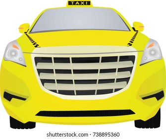 Yellow Taxi Cab Front View Vector Stock Vector (Royalty Free) 738895360 ...