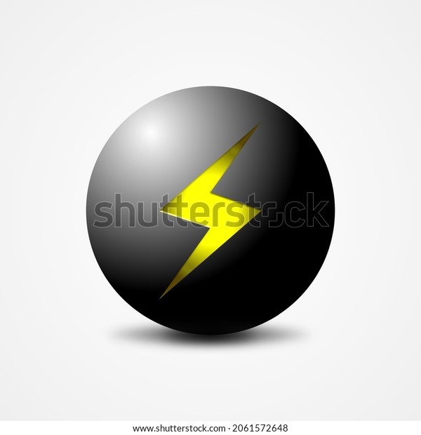 Yellow Thunder Icon Black Sphere Isolated Stock Vector (Royalty Free ...