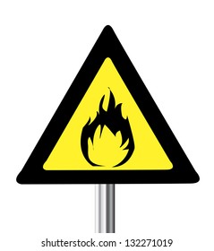 Yellow Triangle Flammable Warning Sign Stock Vector (Royalty Free ...