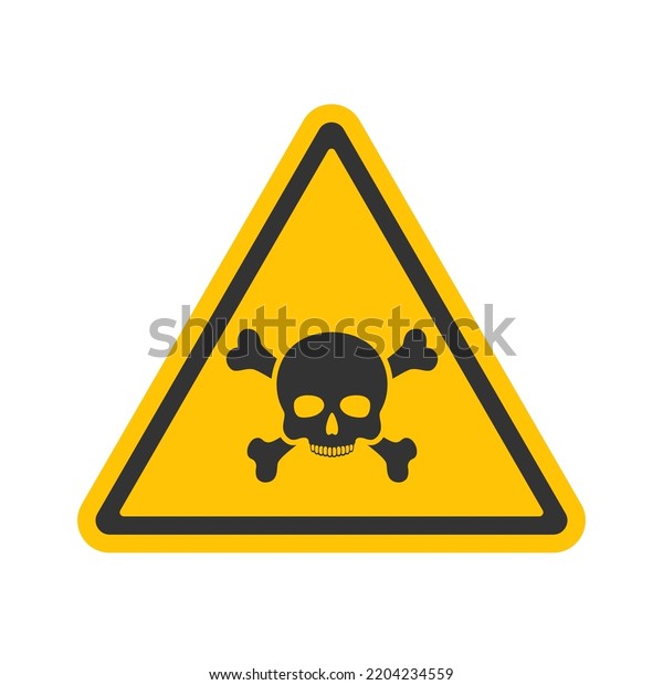 Yellow Triangle Warning Sign Skull Crossbones Stock Vector (Royalty ...