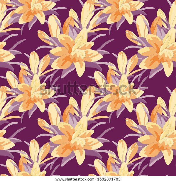 Yellow Tuberose On Violet Backdrop Petal Stock Vector (Royalty Free ...