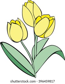 Yellow Tulips Vector Cartoon Stock Vector (Royalty Free) 396459817 ...