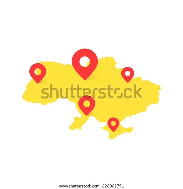 Yellow Ukraine Map Red Pin On Stock Vector (Royalty Free) 626061791 ...
