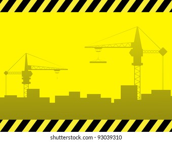 Construction Background Vector Graphic Illustration Yellow: เวกเตอร์ ...