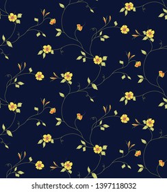 Yellow Vector Flowers Pattern On Navy Stock Vector (Royalty Free ...