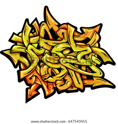 Yellow Vector Graffiti Piece Wildstyle Stock Vector (Royalty Free ...