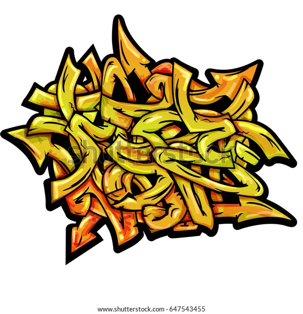 Yellow Vector Graffiti Piece Wildstyle Stock Vector (Royalty Free ...