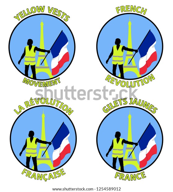 Yellow Vests Movement Symbols Eiffel Tower Stock Vector (Royalty Free ...