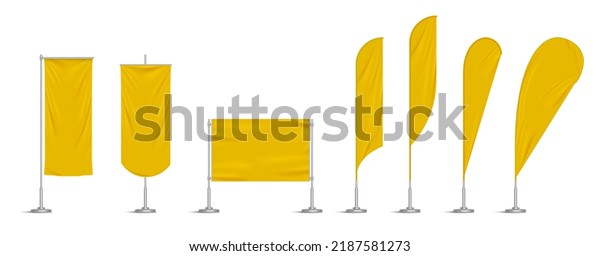 Yellow Vinyl Flags Set Banners On Stock Vector (Royalty Free ...