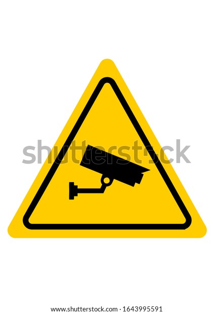 Yellow Warning Sign Surveillance Camera Stock Vector (Royalty Free ...