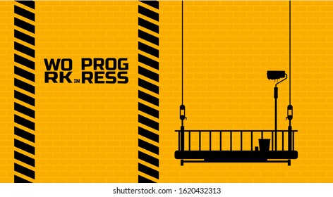 Yellow Warning Sign Work Progress Background: vector de stock (libre de ...