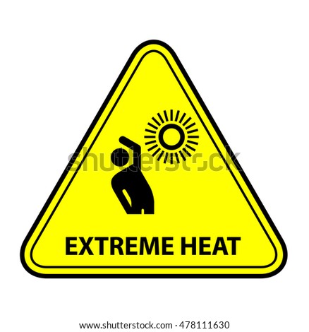 Yellow Warning Triangle Sign Extreme Heat Stock Vector (Royalty Free ...