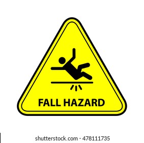 Vektor Stok Yellow Warning Triangle Sign Fall Hazard (Tanpa Royalti ...