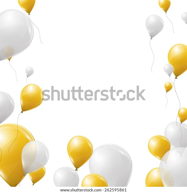Yellow White Balloons Isolated On White Stock Vector (Royalty Free ...